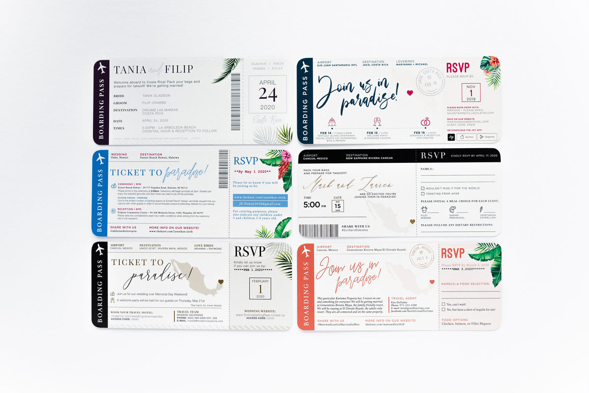Custom Design: Boarding Pass – Here and There Weddings
