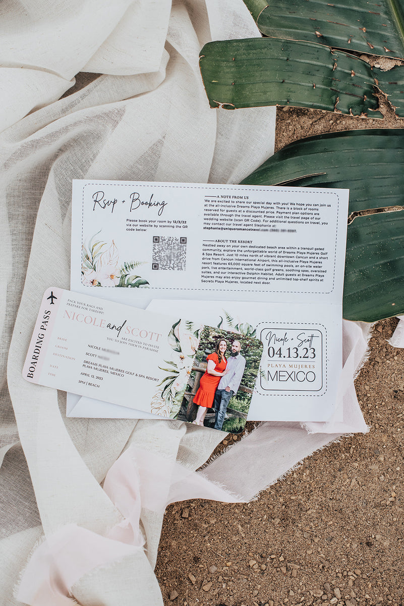 Custom Design: Boarding Pass Set – Here and There Weddings